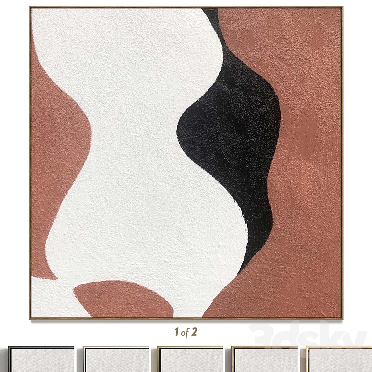 Plaster two square photo frames D-183 - Frame - 3D model