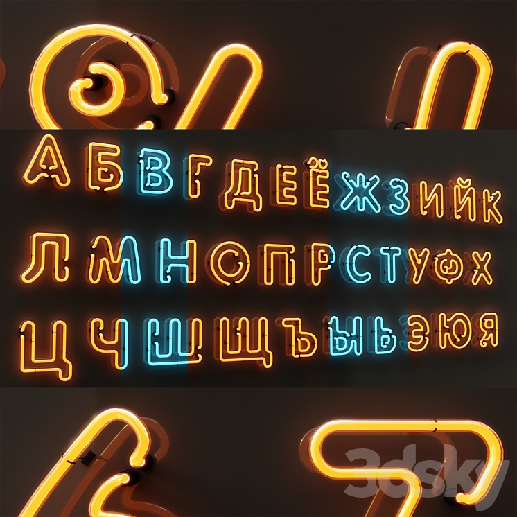 neon russian alphabet - Neon - 3D model