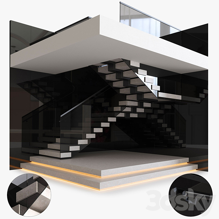 Modern interior stair 18 - Staircase - 3D model