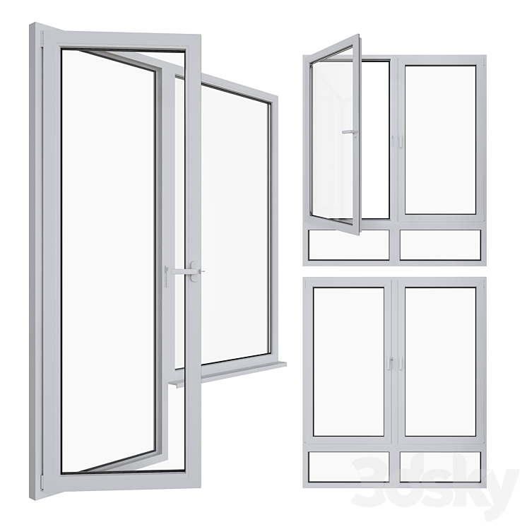 Plastic windows and doors 01 - Windows - 3D model