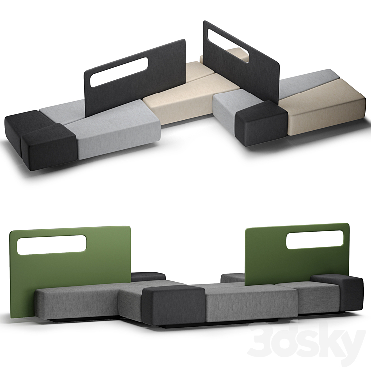 Diagonal sofa (Martela) - Sofa - 3D model