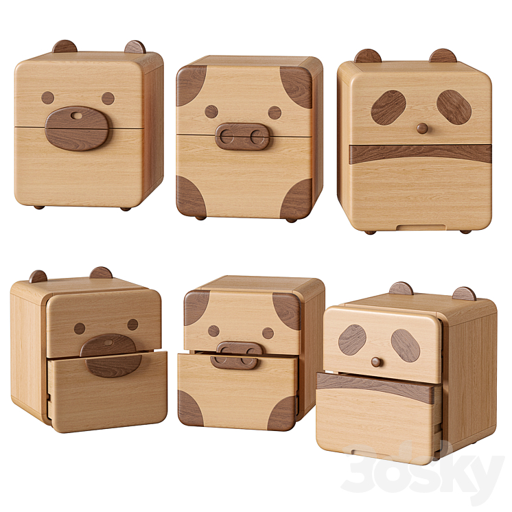 GVA wood cartoon kids nightstands - Sideboard & Chest of drawer - 3D model