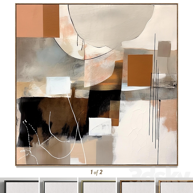 Plaster two square photo frames D-187 - Frame - 3D model