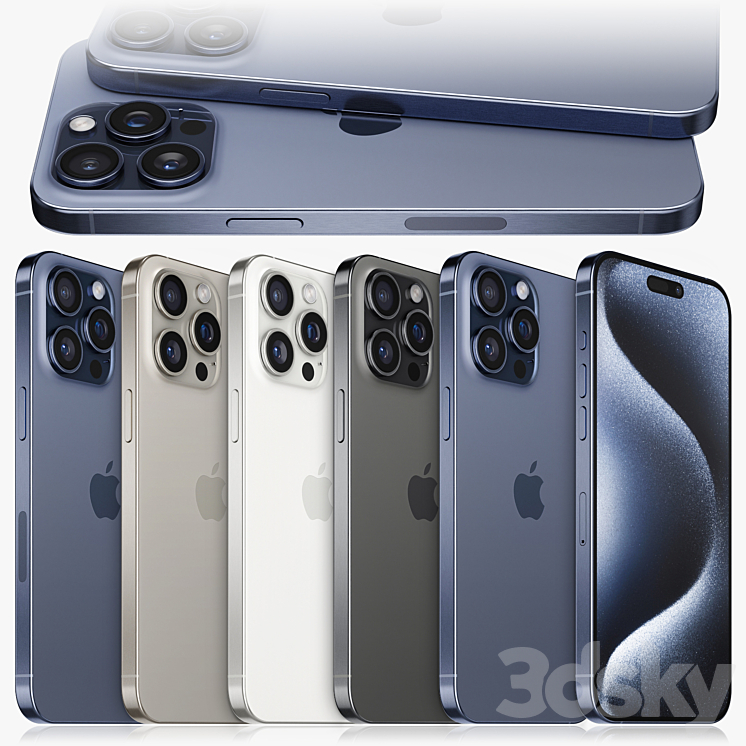 Apple iPhone 15 Pro MAX All colors - Phones - 3D model