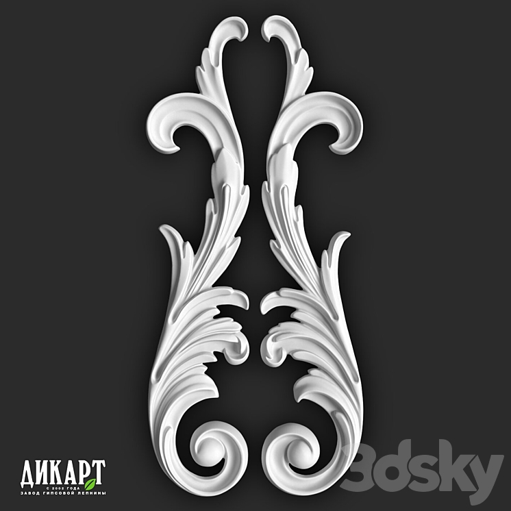 Dikart Du-99 93x432x22mm - Decorative plaster - 3D model