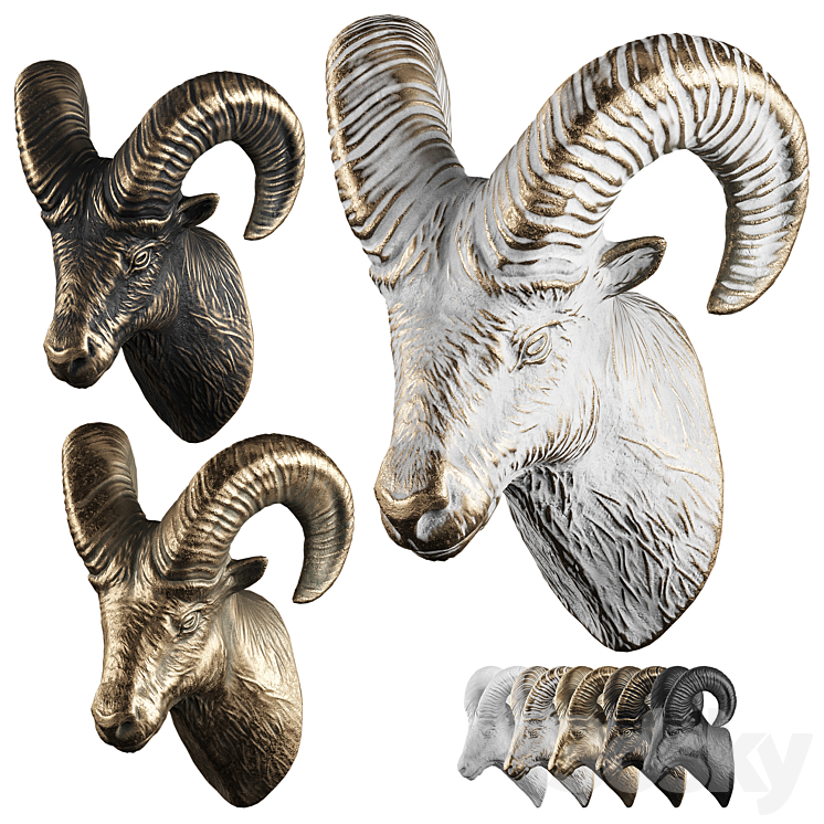 Ram Goat Head Trophy by lllax - Sculpture - 3D model