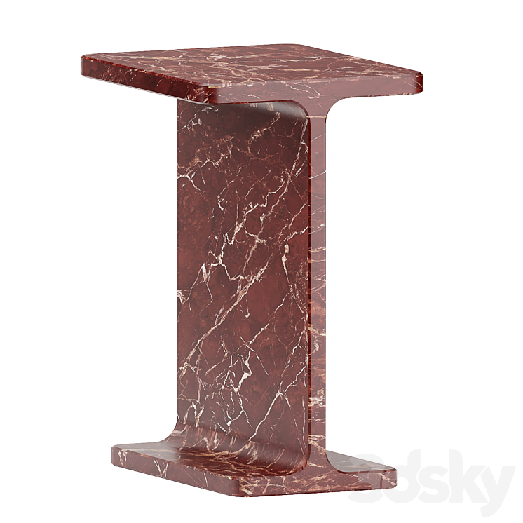 Cb2 I Beam Red Marble Side Table - Table - 3D model