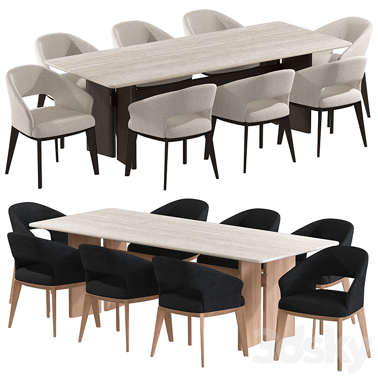 Dining Set 04 - Table + Chair - 3D model