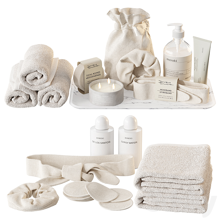Decorative set for bathroom and spa - Bathroom accessories - 3D model
