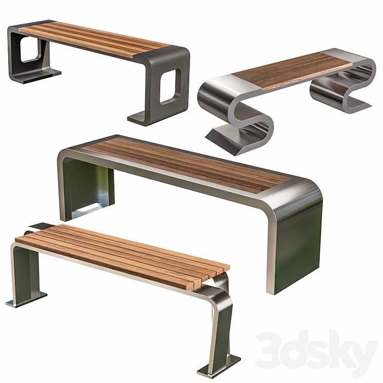 Street benches - Urban environment - 3D model