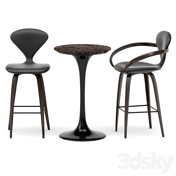 Dining group with bar table T D60 (Emperador) and bar stools Apriori N ...