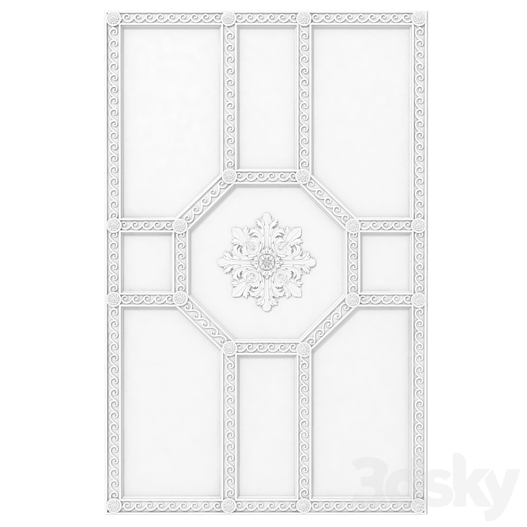 DOWNING STREET PLASTER STRAPWORK CEILING WITH ROCOCO CEILING CENTER ...