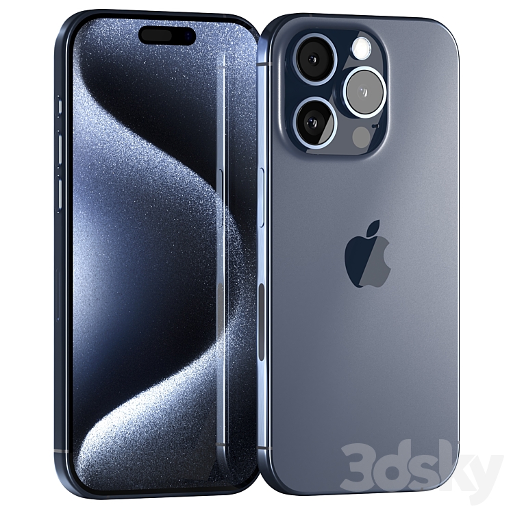 Apple 15 Pro Blue Titanium - Phones - 3D model