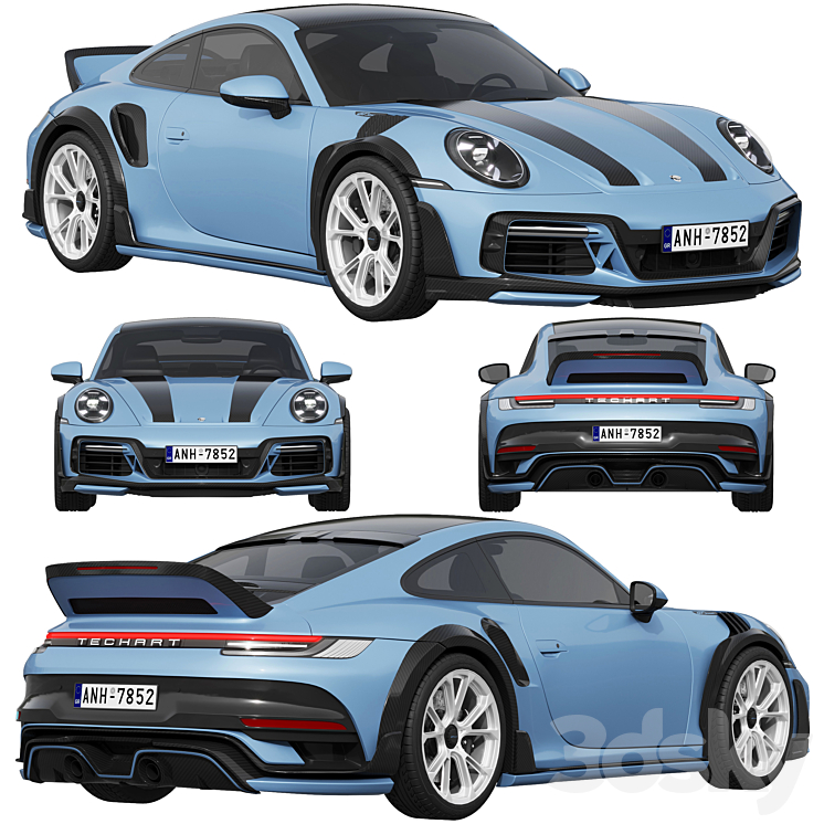 Porsche 911 TECHART GTstreet R Touring - Ground Transport - 3D model