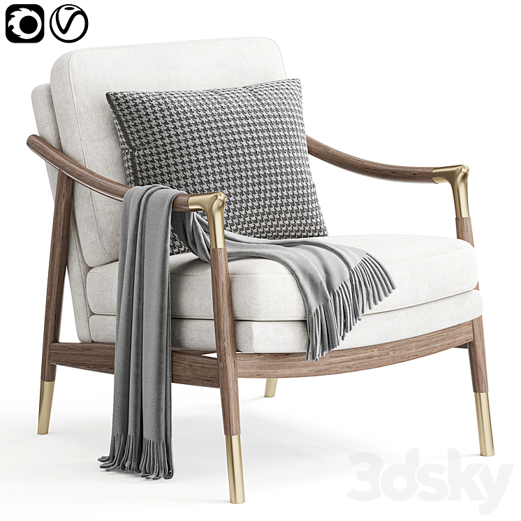 Flinton Wooden Accent Chair - Arm chair - 3D model