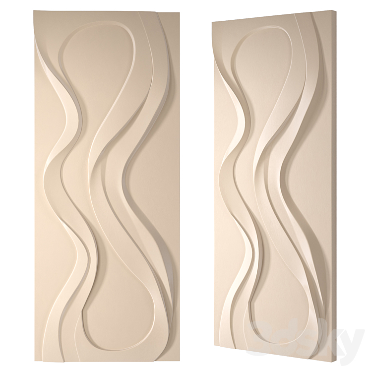 vertical textured line wall art - Decorative plaster - 3D model