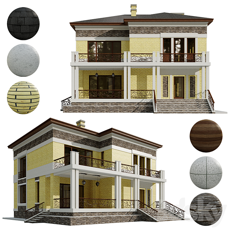 Neoclassical style cottage - Building - 3D model
