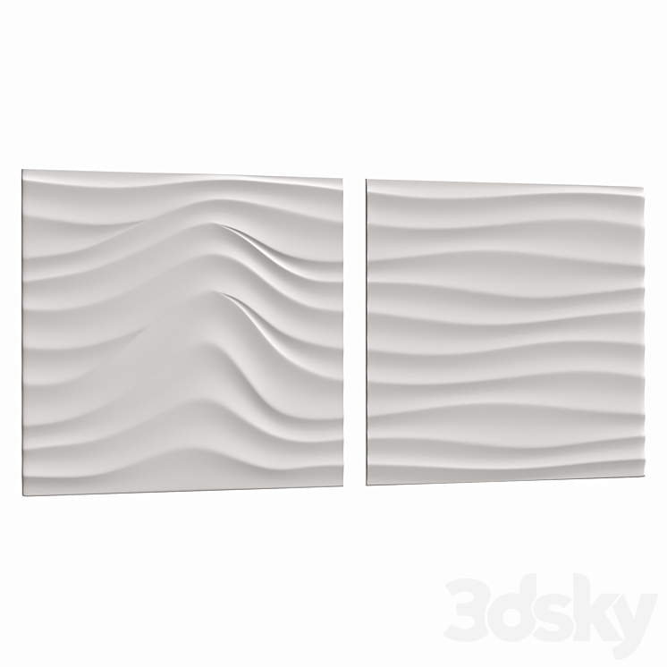OM Gypsum 3D panel Wave model 002 - Wall covering - 3D model