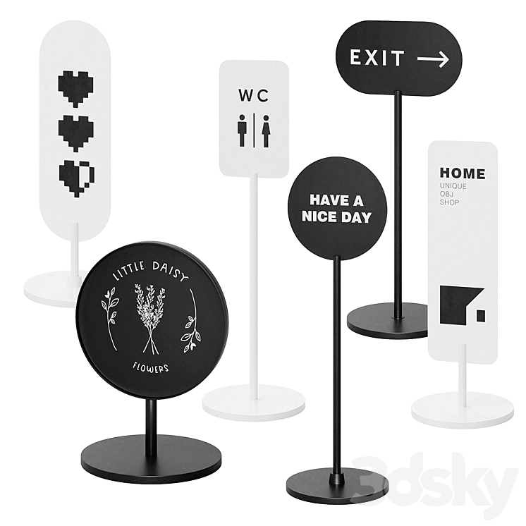 Modern Standing Signs_01 - Miscellaneous - 3D model