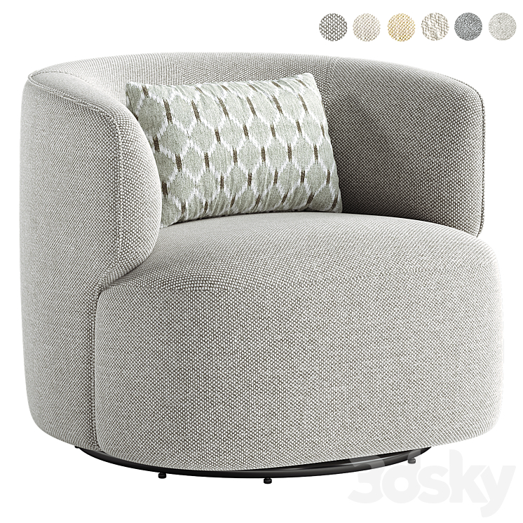 Bernado Upholstered Swivel Barrel Chair - Arm chair - 3D model