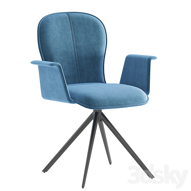 Aspen Designer half chair with metal legs - Chair - 3D model
