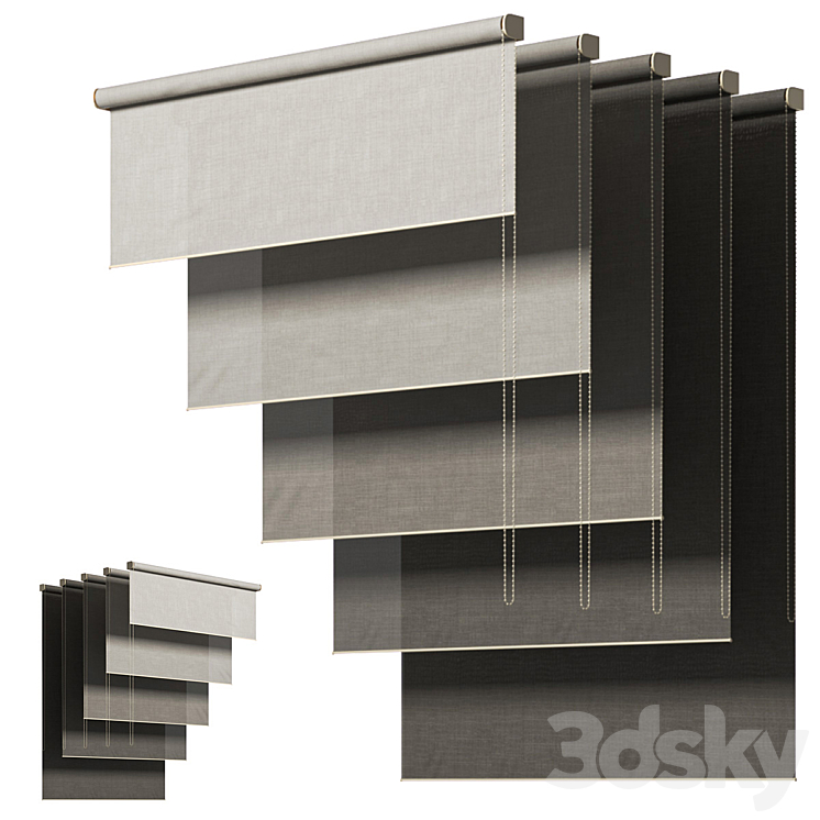 Roller blinds Curtains, Roller blinds - Curtain - 3D model