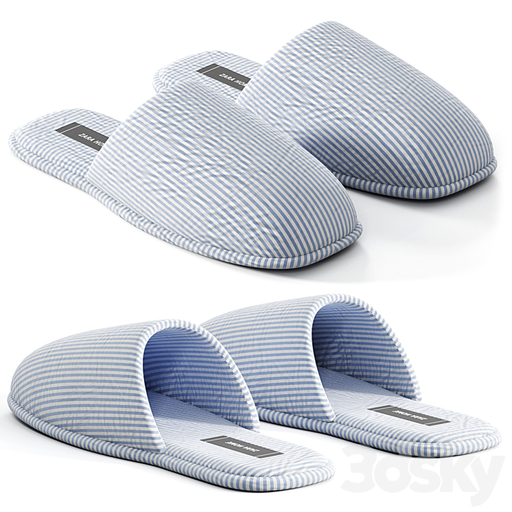 Slippers with Thin Stripes - Сlothes and Footwear - 3D model