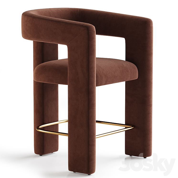 Performance Velvet Effie Counter Stool - Chair - 3D model