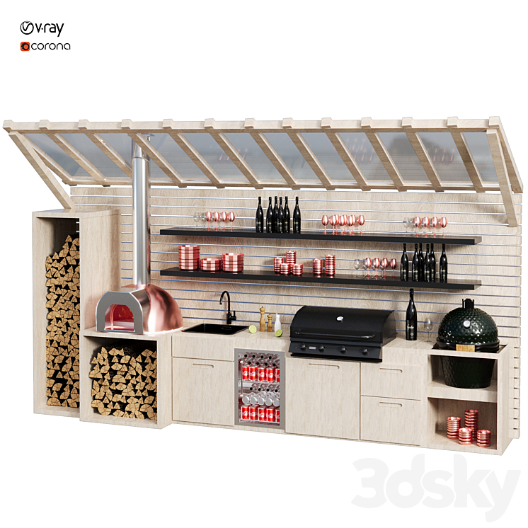 outdoor kitchen 76 - Barbecue and grill - 3D model