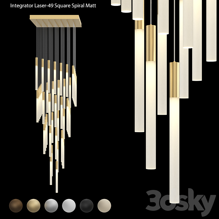 Large chandelier on a square base IT-Laser-Square-Spiral-Matt-49 ...
