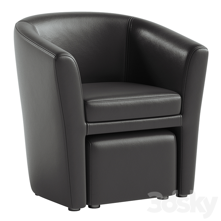 Babumba Faux Leather Upholstered Barrel Chair with Ottoman - Arm chair ...