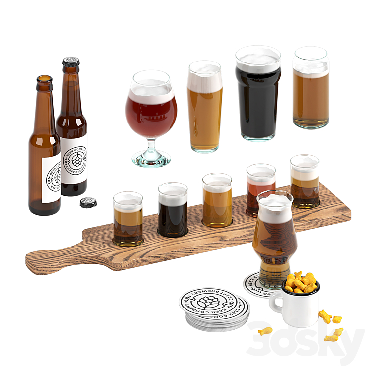 Craft beer set - Restaurant - 3D model