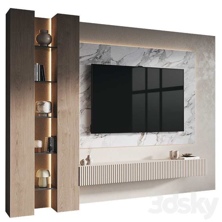 TV wall set 076 - TV Wall - 3D model