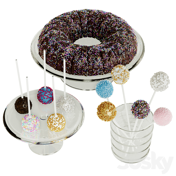 Candy Bar / Sweets / Cake pops - Food and drinks - 3D model