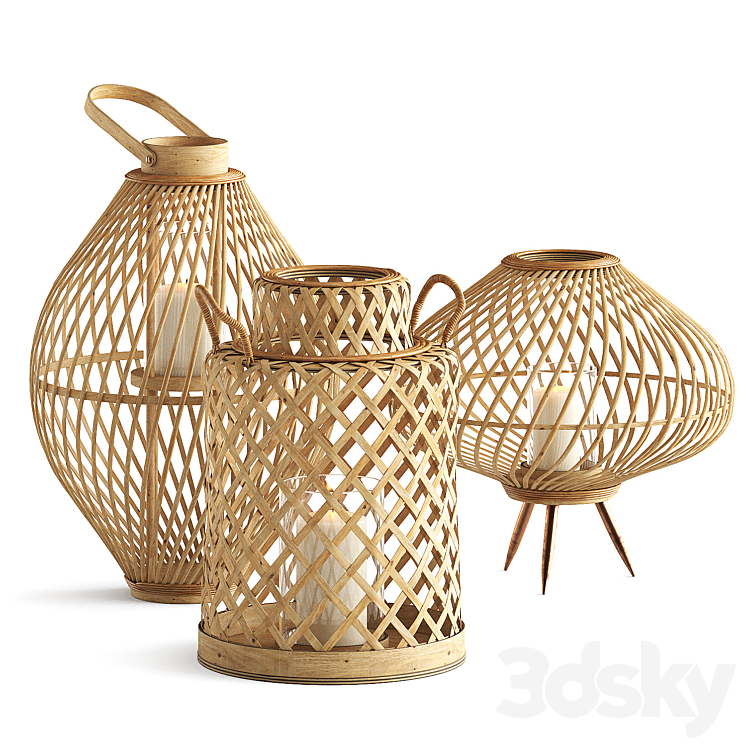 Wicker bamboo lantern - Other decorative objects - 3D model