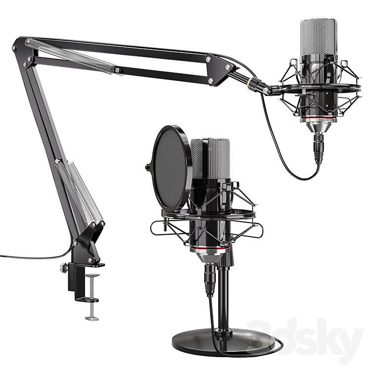 Microphone with pantograph - Audio tech - 3D model