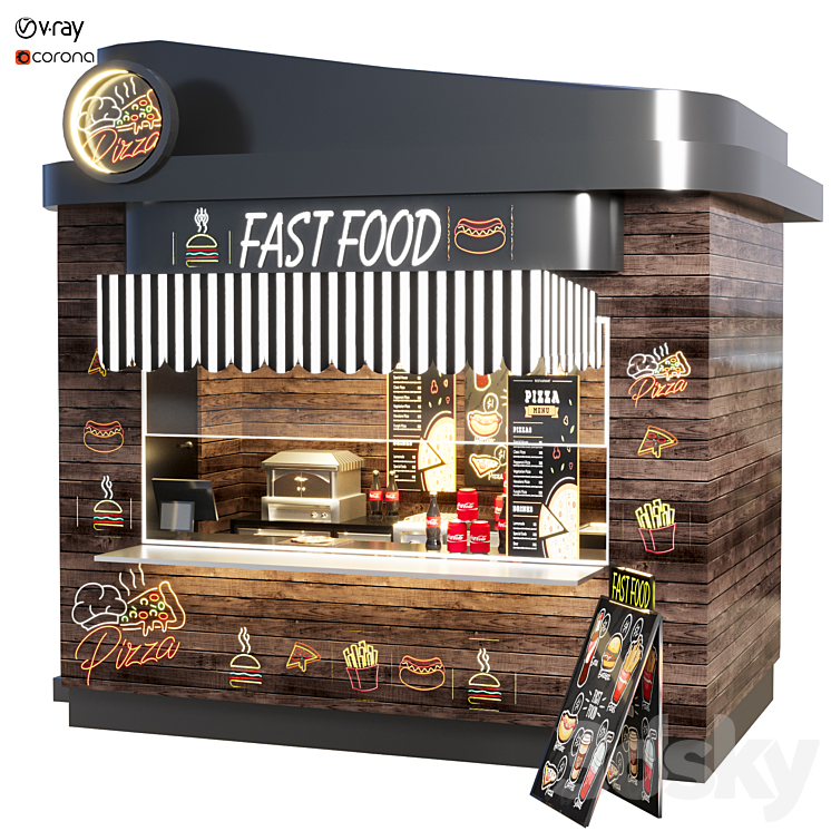 fast food kiosk - Restaurant - 3D model