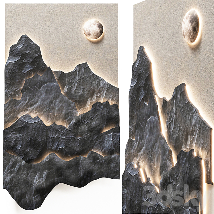 Panel mountains and moon - Other decorative objects - 3D model