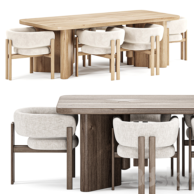 Tabmi Dining Table,Bay Chair - Table + Chair - 3D model