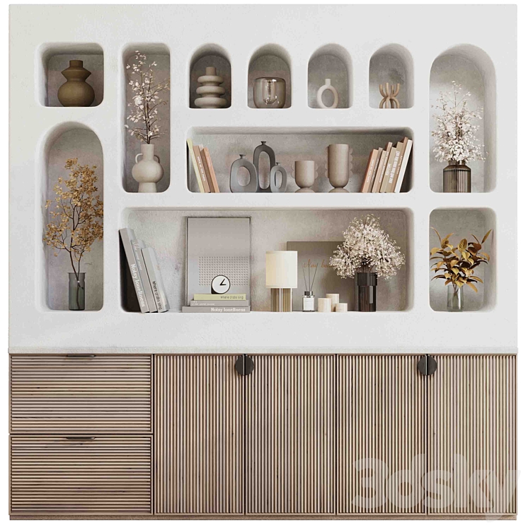 plaster niche Shelves Decorative With Plants and Book - plaster Rack 24 ...