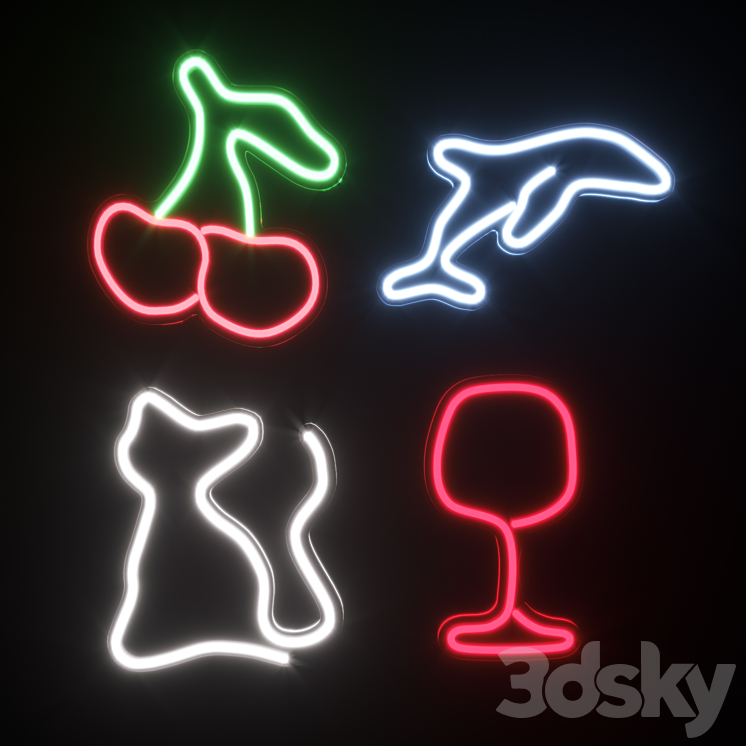 Neon Simple Forms Set 1 - Neon - 3D model