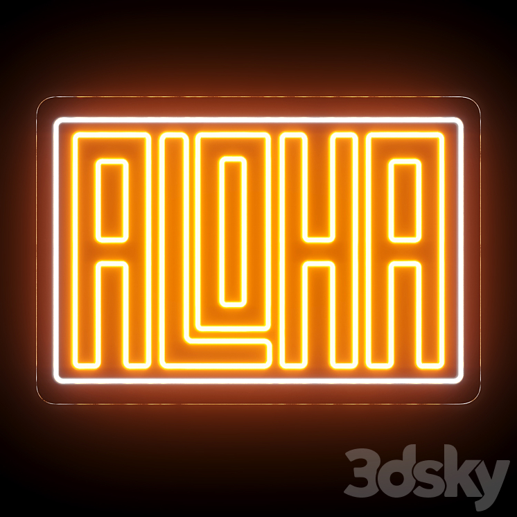 Aloha Neon Sign - Neon - 3D model