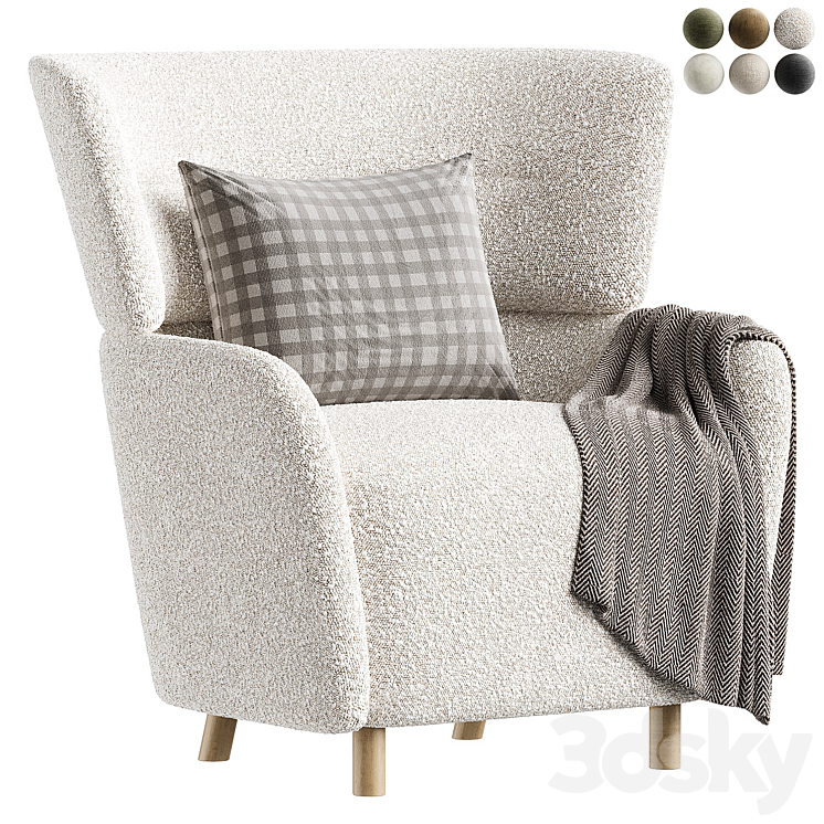 Armchair Audril Velvet Beige - Arm chair - 3D model
