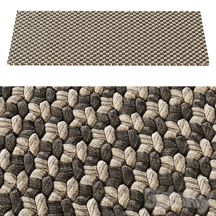 Rope Wicker Rectangle Carpet V2 / Woven Ethnic Carpet - Carpets - 3D model