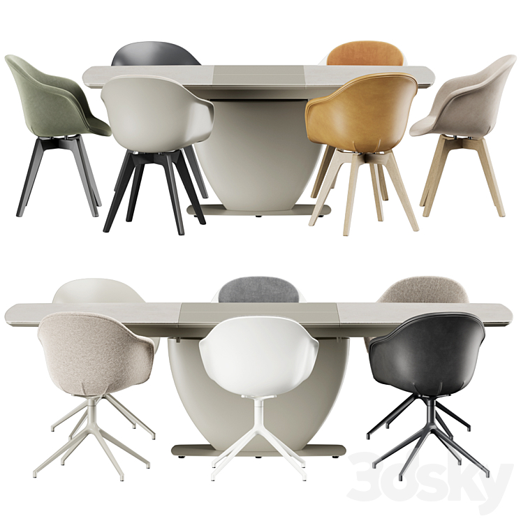 Boconcept - Fiorentina table Adelaide chair set 01 - Table + Chair - 3D ...