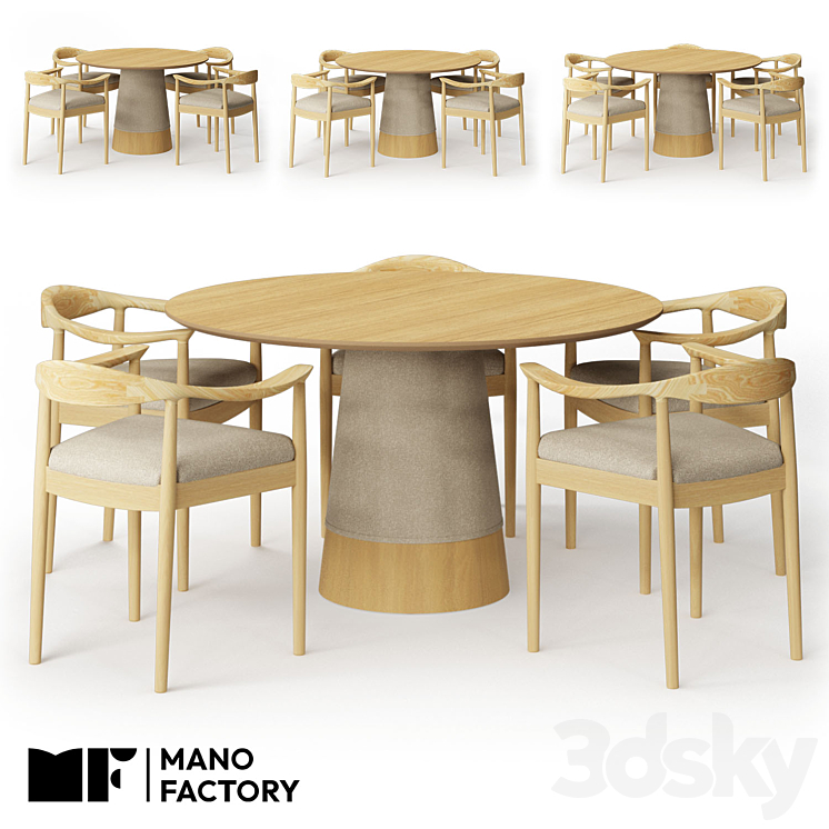 (OM) Dining group VOLAN FABRIC+HUG from MANO FACTORY - Table + Chair ...