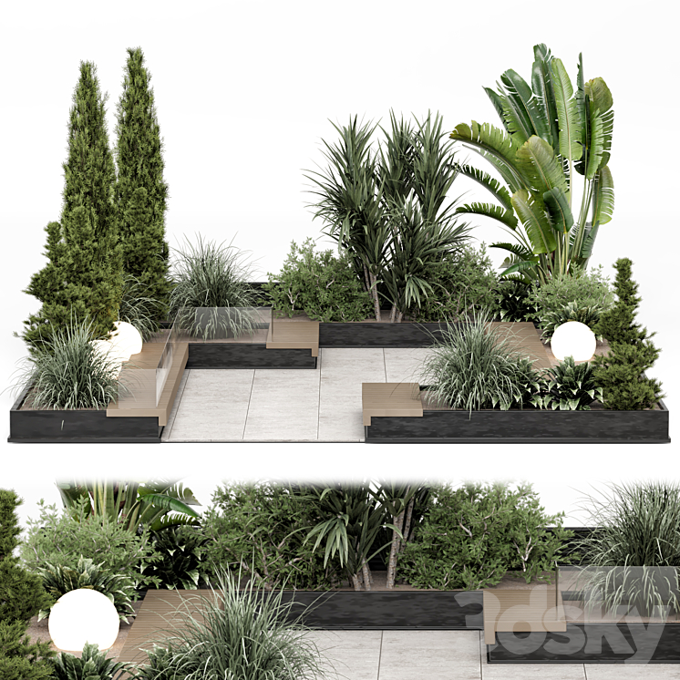 Backyard and Landscape Set Bush and Tree - Set 2440 - Outdoor - 3D model
