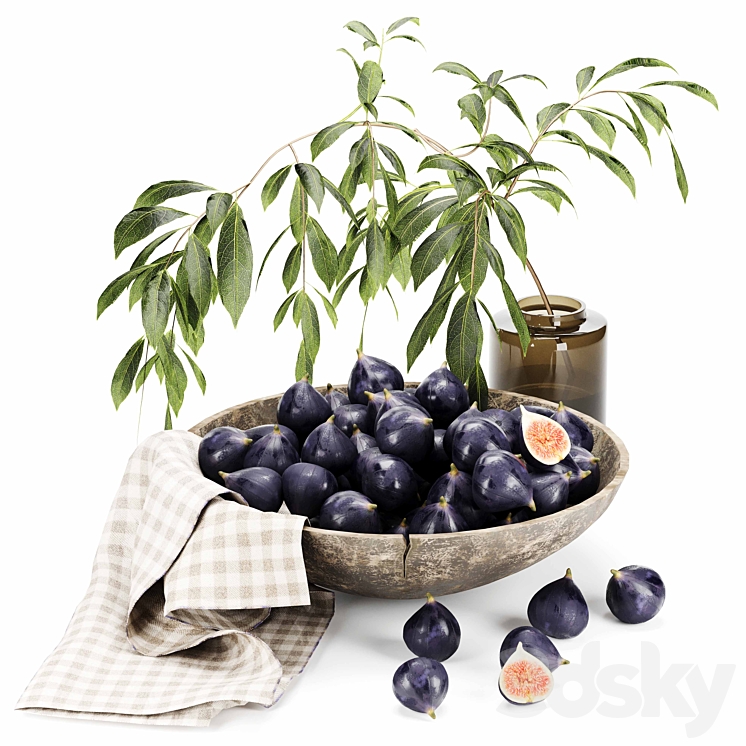 Fruit set figs purple - Food and drinks - 3D model