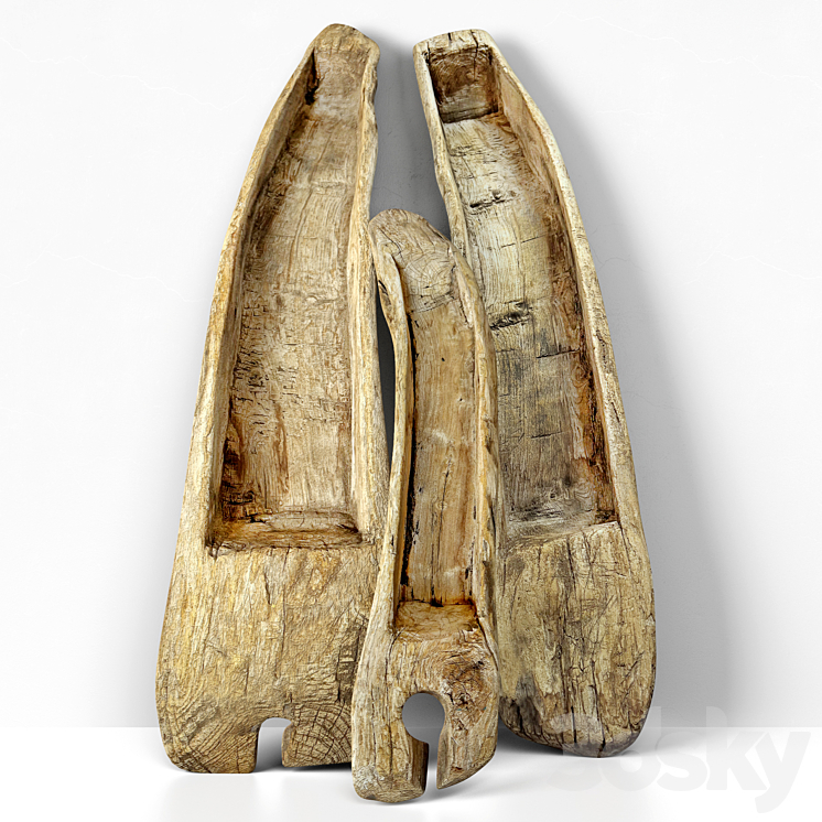 Old Wood Long Troughs - Other decorative objects - 3D model