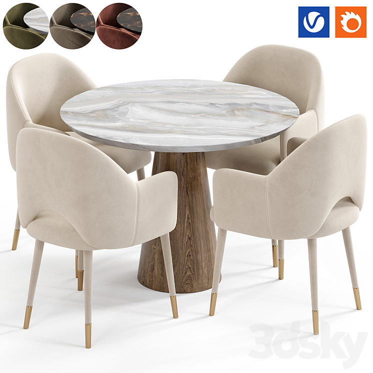 Propus Chair Round Table By Amgrades - Table + Chair - 3D model